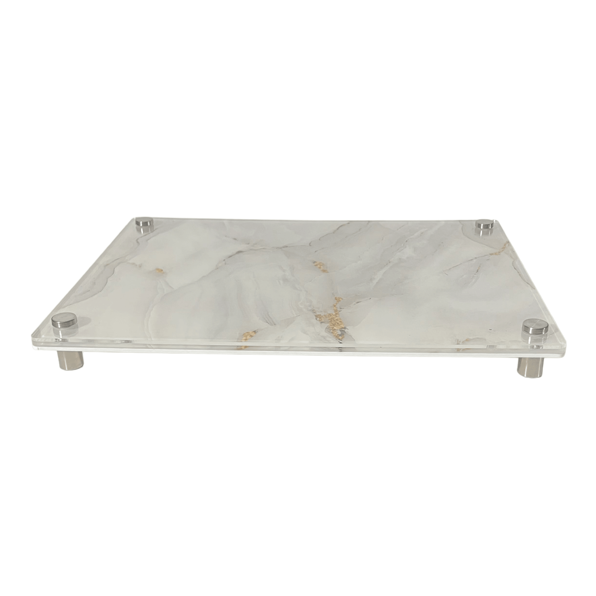 Raised Serving Platter | White Gold Marble – A Gifted Story